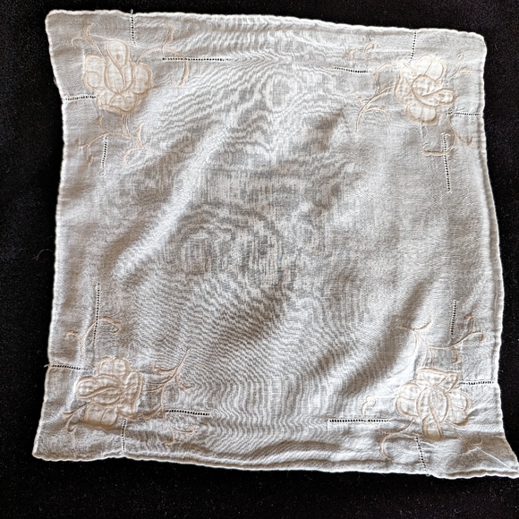 Vintage | Accessories | Vintage White Handkerchief With Beigewhite ...
